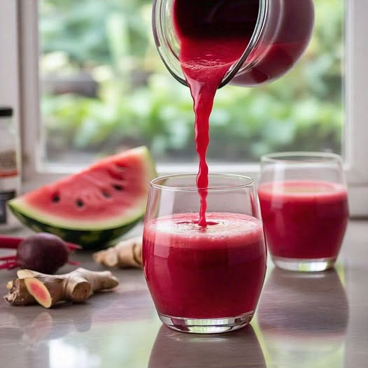 Natural Recipe with Watermelon, Carrot, Beetroot, and Ginger - Detox Easy